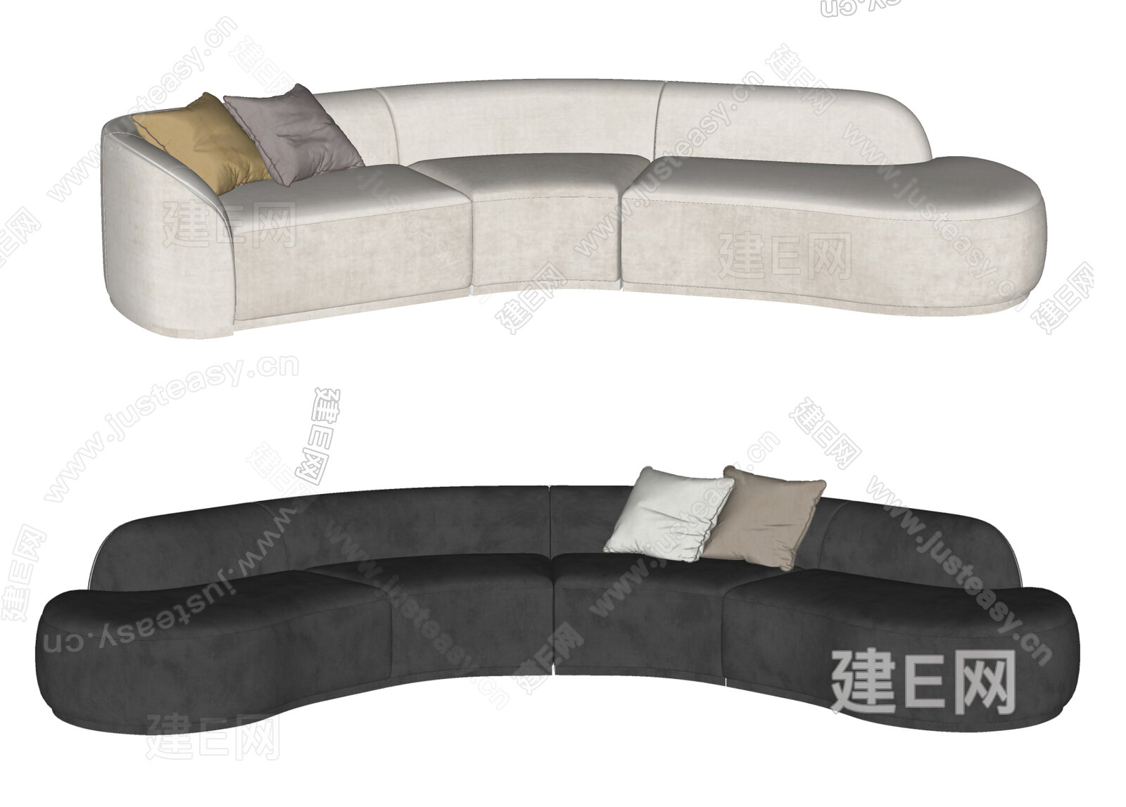 Rugiano Pierre 现代弧形沙发模型SU模型下载[ID:106778189]_建E室内设计网