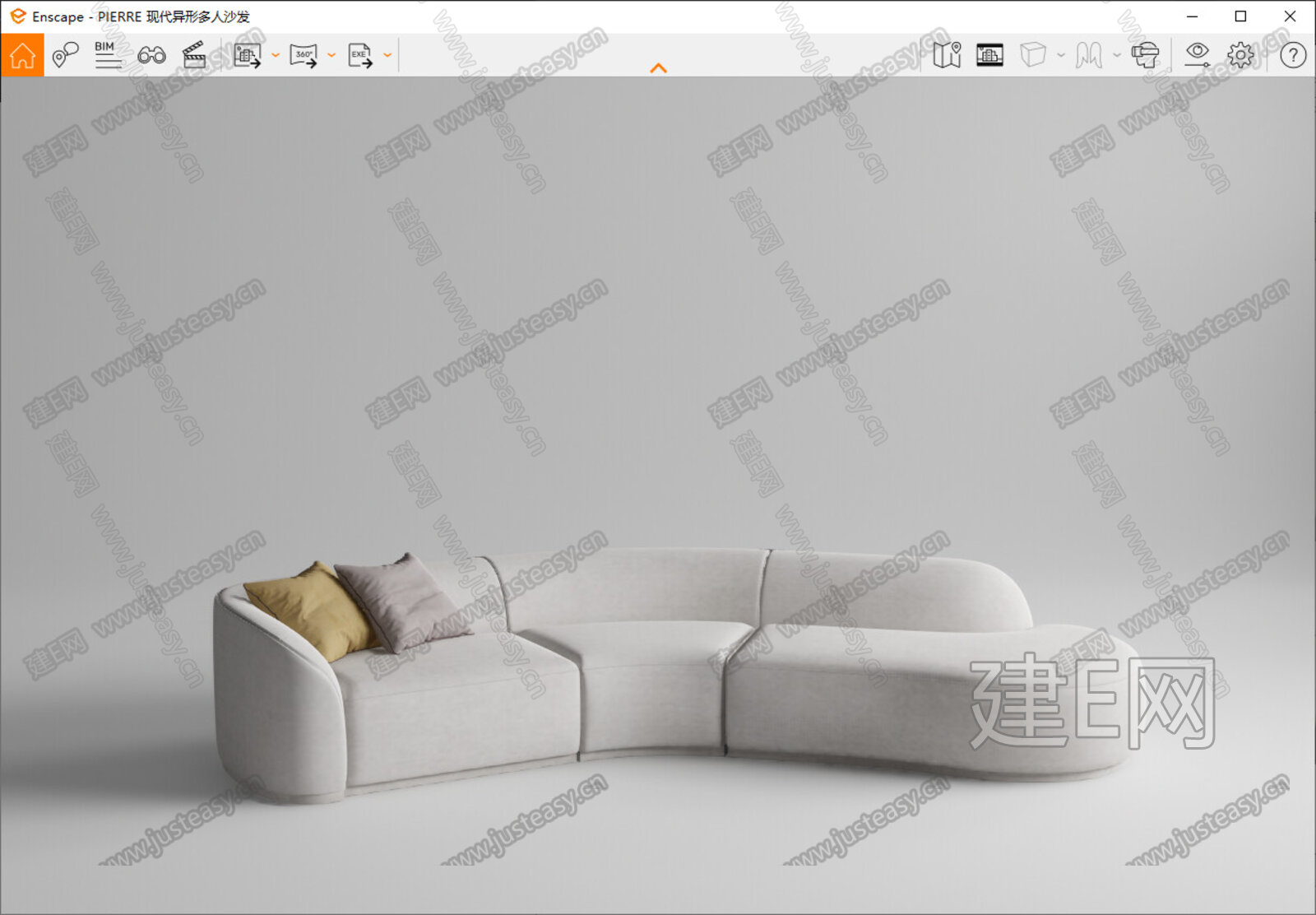 Rugiano Pierre 现代弧形沙发模型SU模型下载[ID:106778189]_建E室内设计网