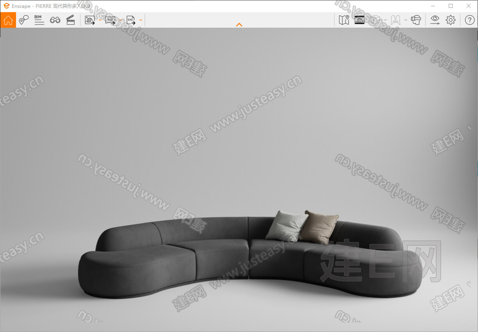Rugiano Pierre 现代弧形沙发模型SU模型下载[ID:106778189]_建E室内设计网
