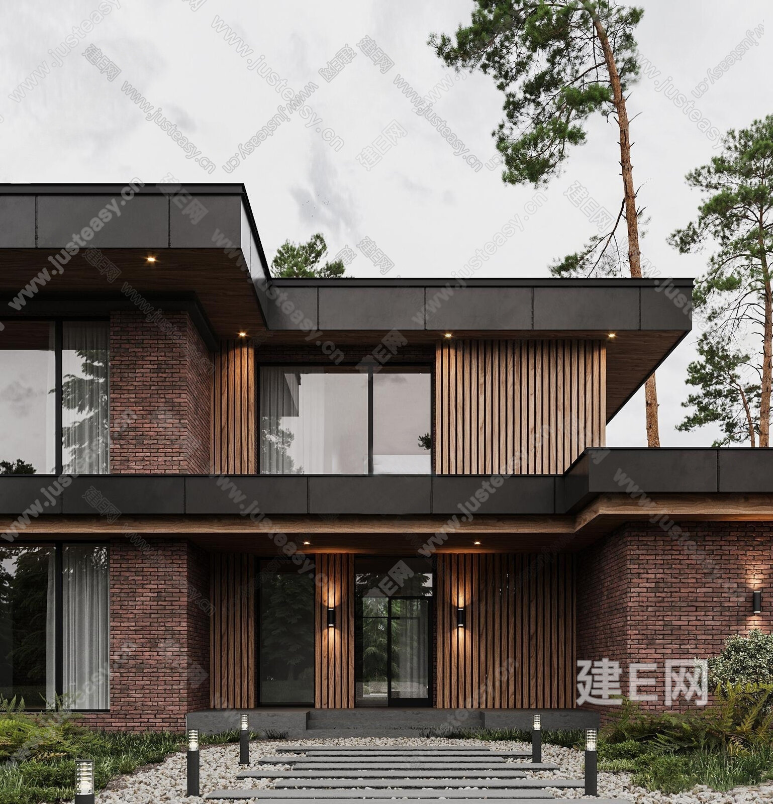 侘寂别墅模型SU模型下载[ID:107564750]_建e网su模型