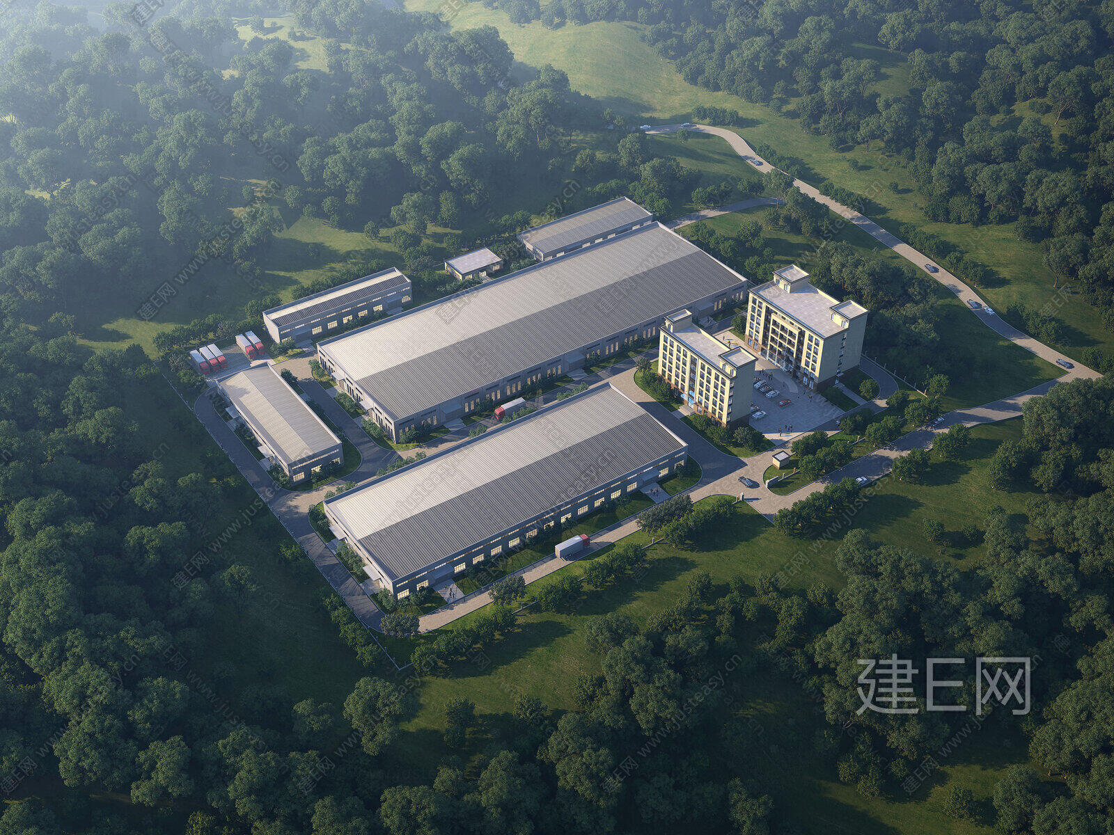 【现代工业厂房鸟瞰3d模型】建e网现代工业厂房鸟瞰3d模型下载 Id114513536 打造3d现代工业厂房鸟瞰模型免费下载平台