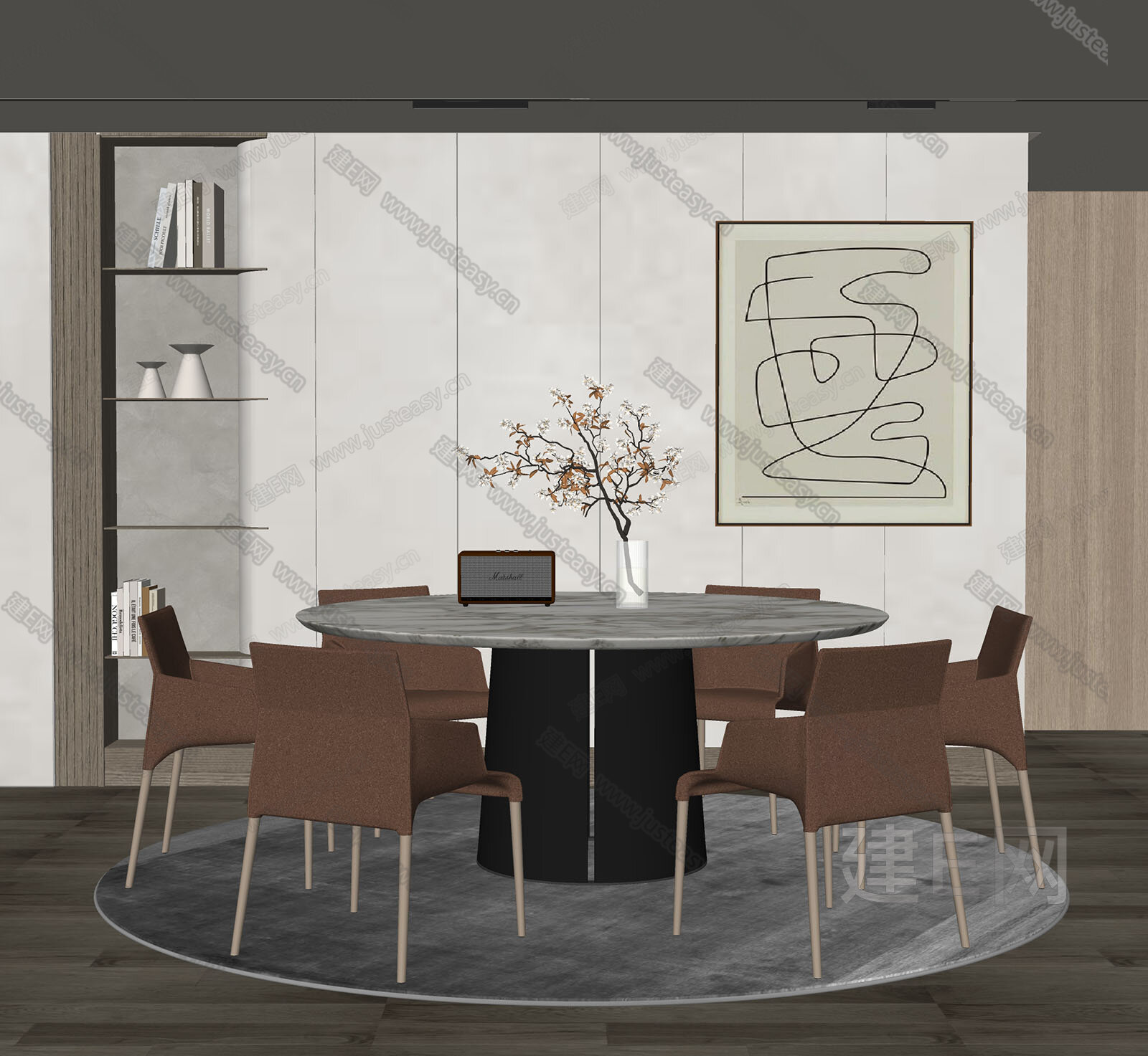 POLIFORM 现代餐厅模型SU模型下载[ID:102715033]_建E室内设计网