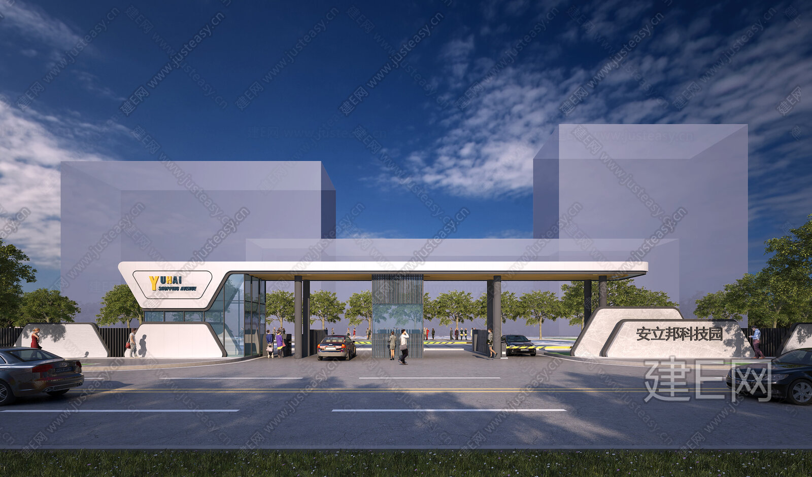 【现代产业园入口大门3d模型】建e网现代产业园入口大门3d模型下载 Id115758620 打造3d现代产业园入口大门模型免费下载平台