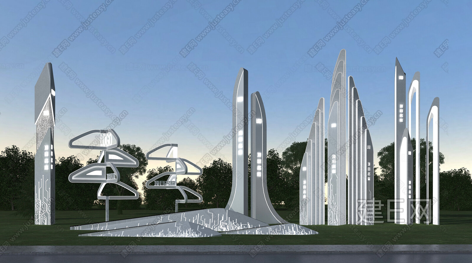 【现代广告指示牌3d模型】建e网现代广告指示牌3d模型下载 Id115365498 打造3d现代广告指示牌模型免费下载平台