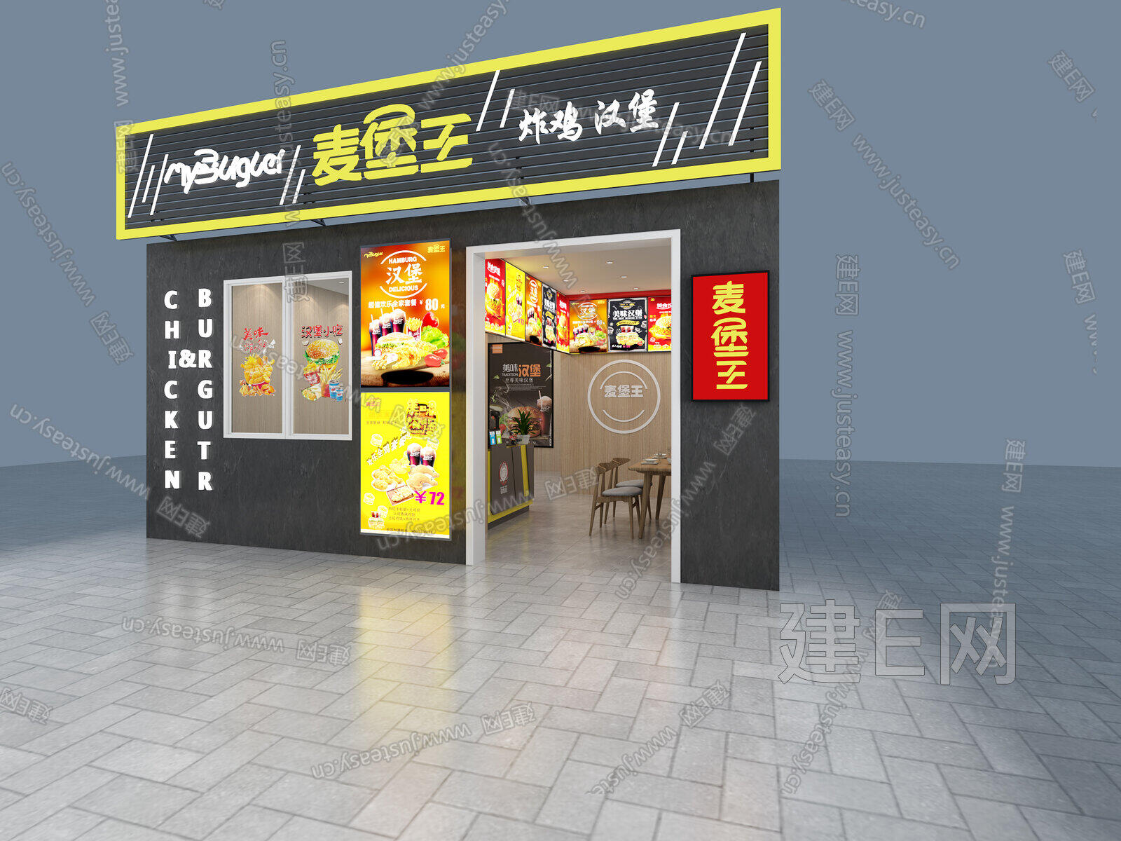 【现代快餐店门头门面3d模型3d模型】建e网现代快餐店门头门面3d模型3d模型下载 Id117200631 打造3d现代快餐店门头门面