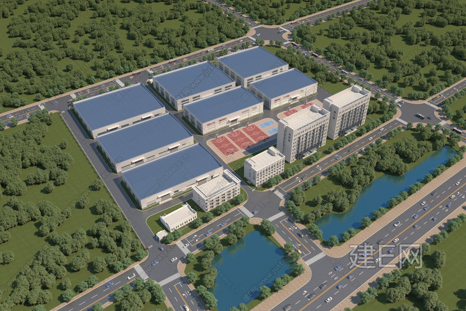 【现代厂房鸟瞰图3d模型】建e网现代厂房鸟瞰图3d模型下载 Id109270581 打造3d现代厂房鸟瞰图模型免费下载平台