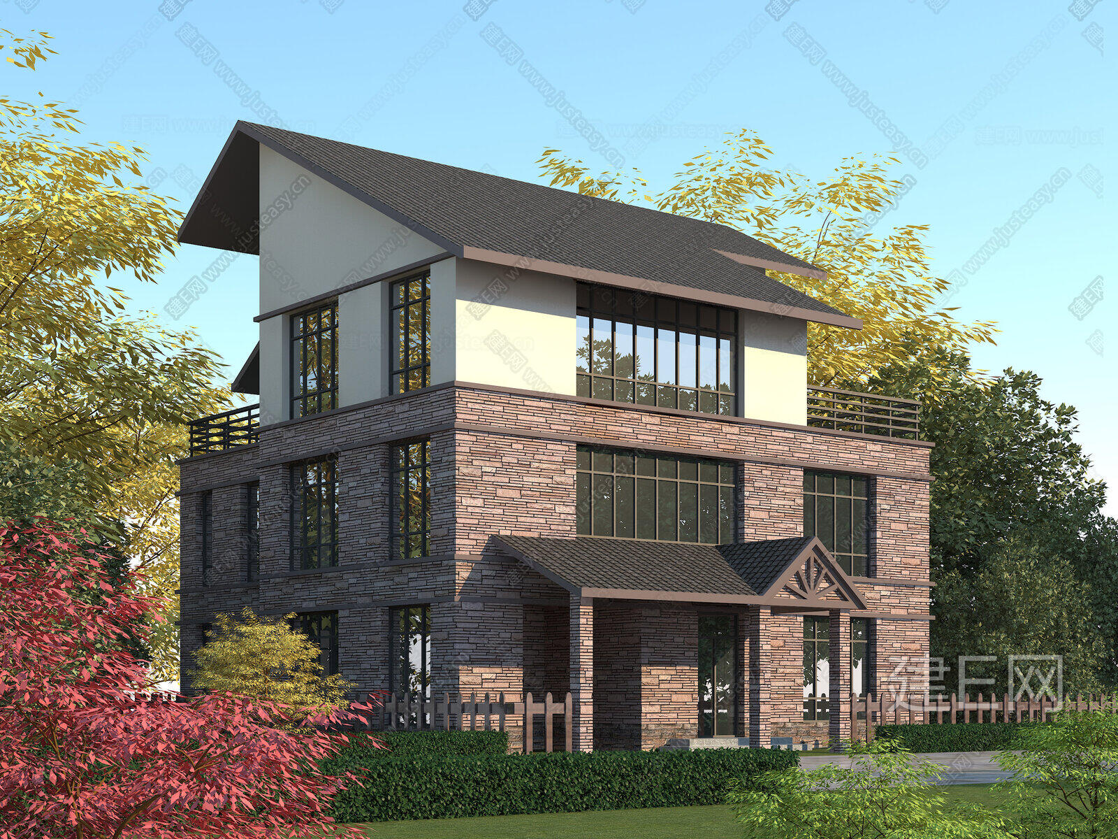 【现代独栋别墅3d模型】建e网现代独栋别墅3d模型下载 Id109926075 打造3d现代独栋别墅模型免费下载平台
