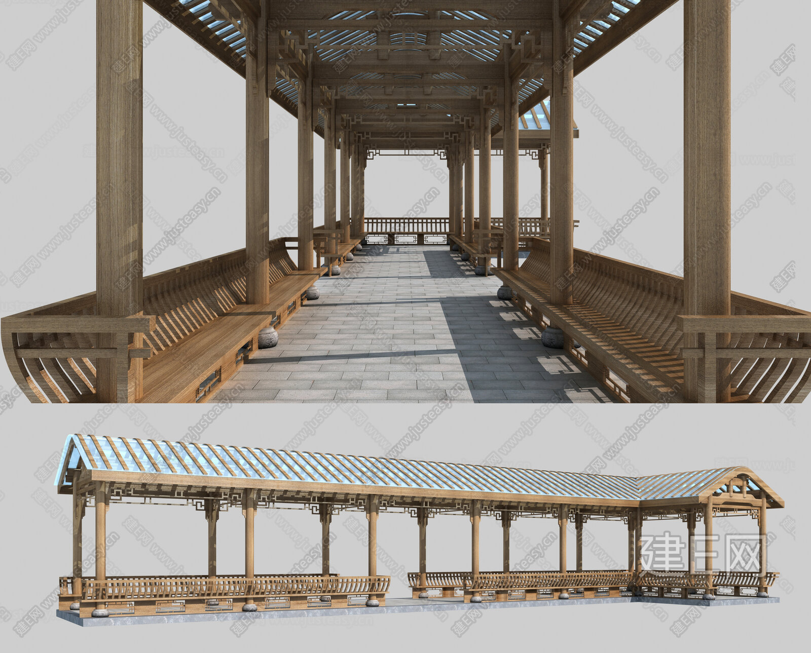 【中式古建长廊3d模型】建e网中式古建长廊3d模型下载 Id111892032 打造3d中式古建长廊模型免费下载平台