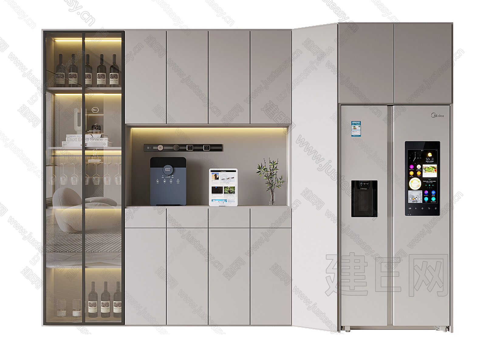 【现代酒柜冰箱一体柜3d模型】建e网现代酒柜冰箱一体柜3d模型下载 Id102980004 打造3d现代酒柜冰箱一体柜模型免费下载平台