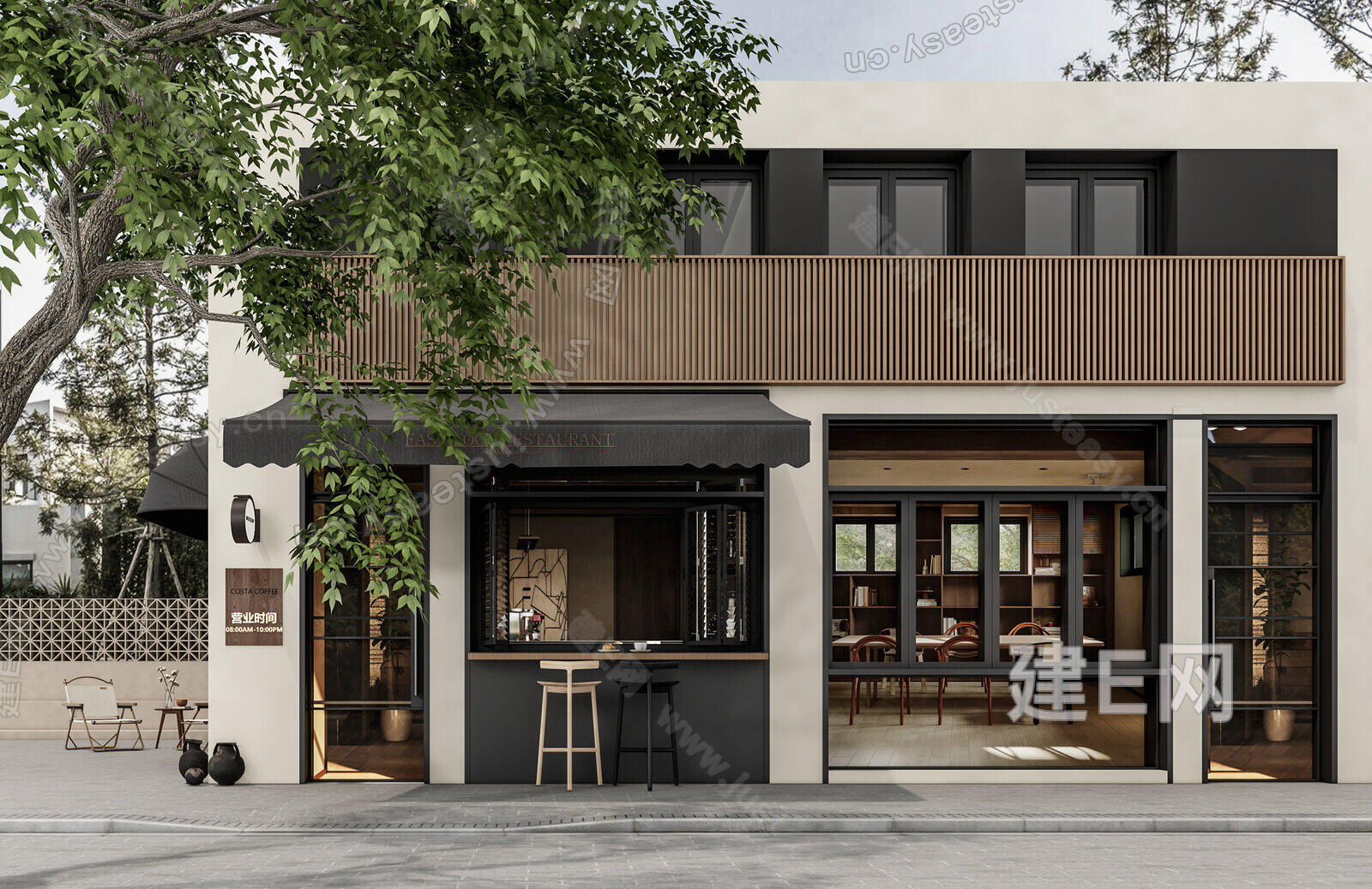 【现代咖啡店门头3d模型】建e网现代咖啡店门头3d模型下载 Id103307539 打造3d现代咖啡店门头模型免费下载平台