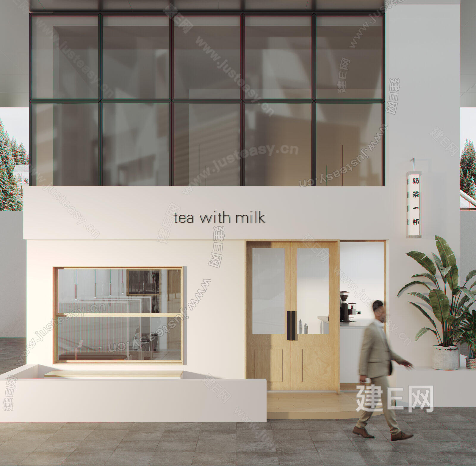 【现代奶茶店门头门面3d模型】建e网现代奶茶店门头门面3d模型下载 Id103504332 打造3d现代奶茶店门头门面模型免费下载平台