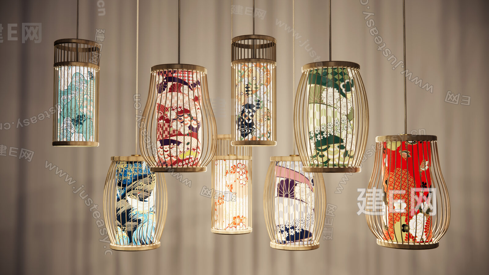 日式灯笼模型SU模型下载[ID:107303355]_建E室内设计网