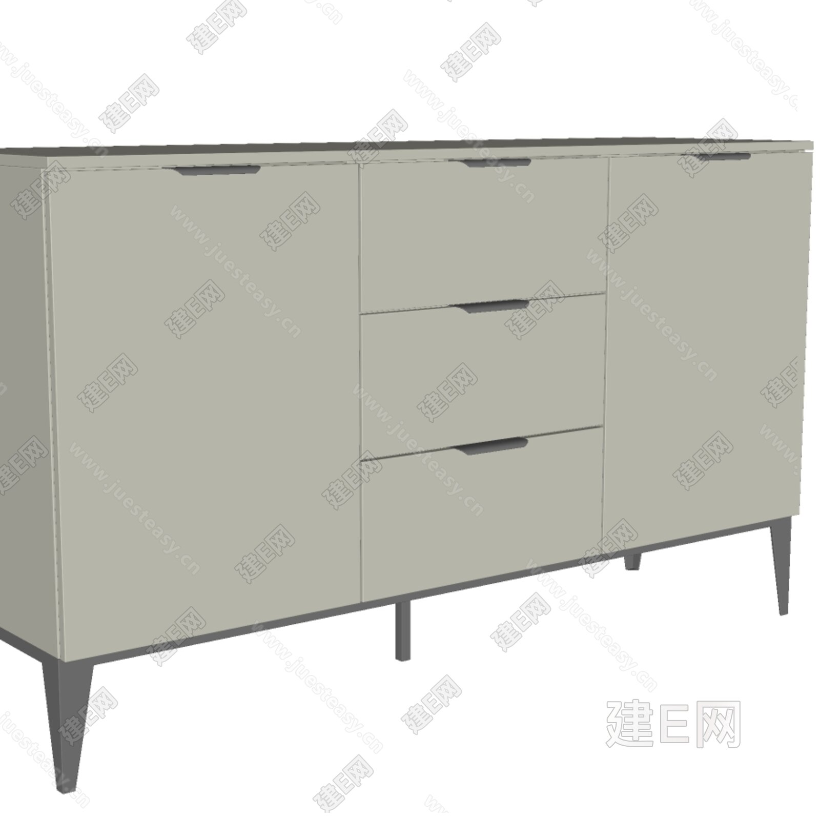 现代边柜模型SU模型下载[ID:107041141]_建e网su模型