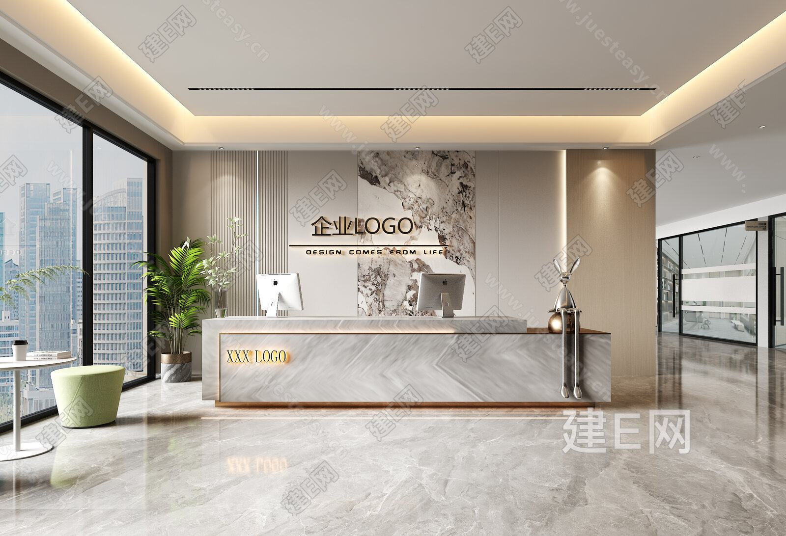 【现代公司前台3d模型】建e网现代公司前台3d模型下载 Id116349412 打造3d现代公司前台模型免费下载平台