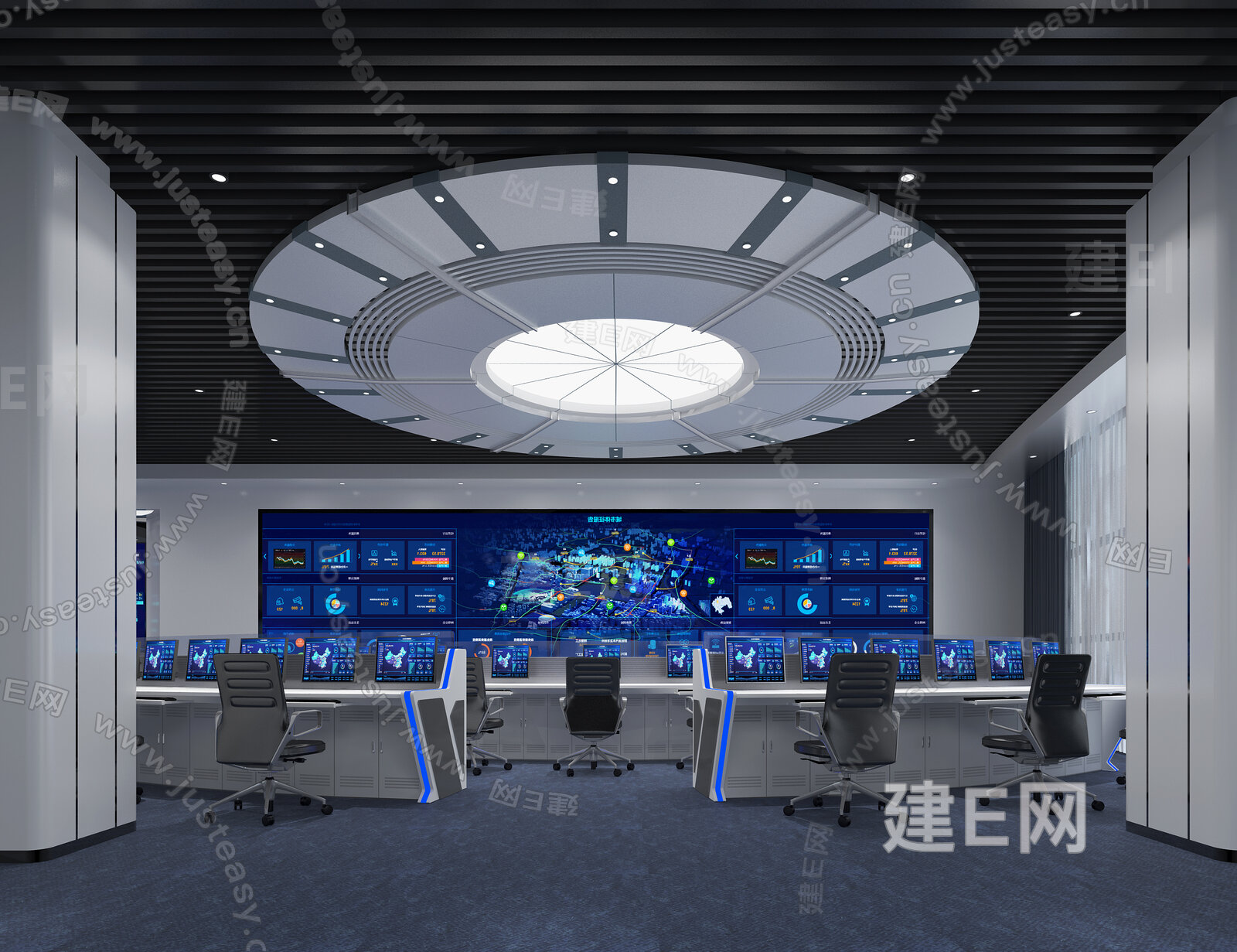 【现代指挥中心监控室3d模型】建e网现代指挥中心监控室3d模型下载 Id117397966 打造3d现代指挥中心监控室模型免费下载平台