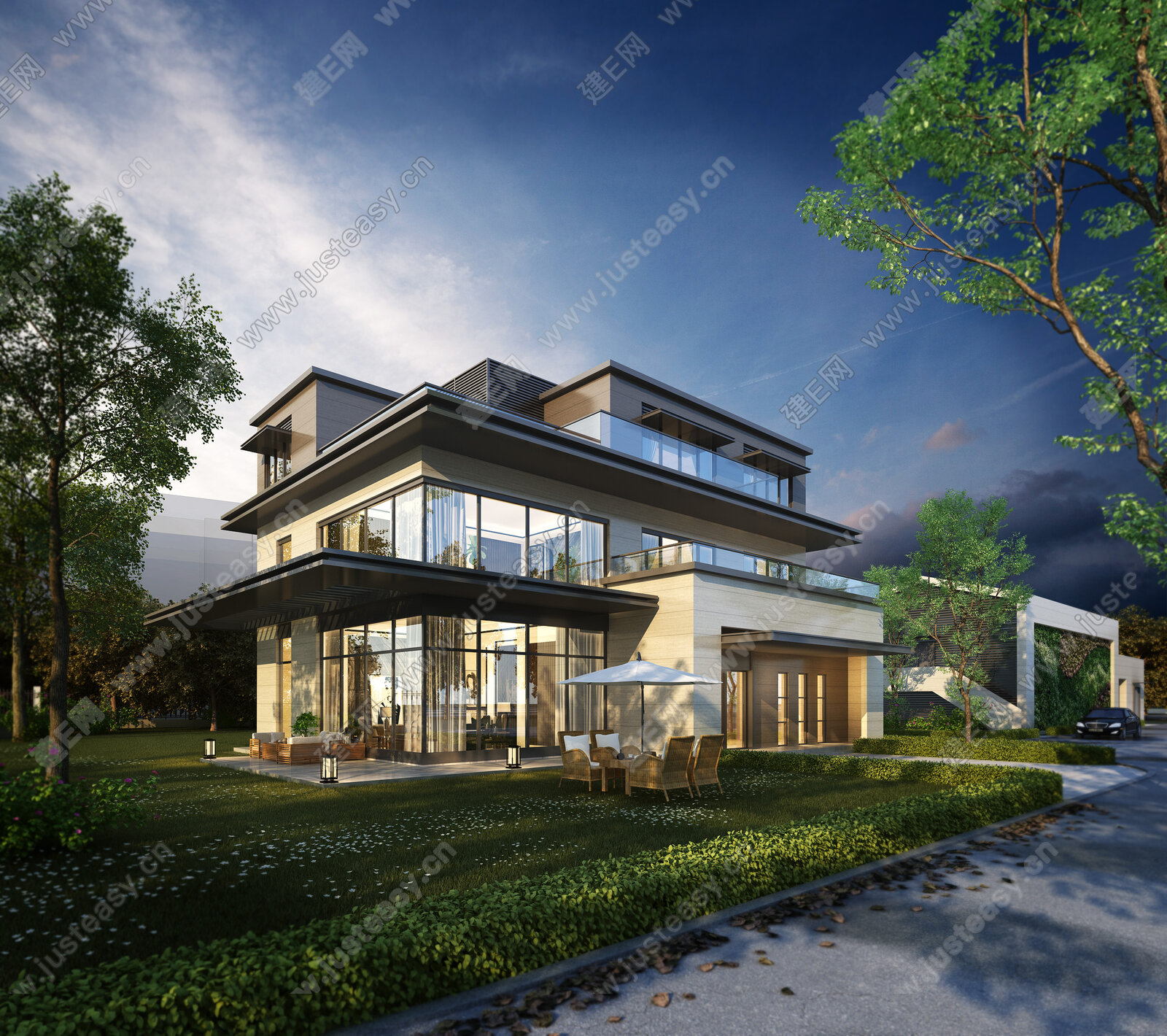 【现代独栋别墅3d模型】建e网现代独栋别墅3d模型下载 Id109730268 打造3d现代独栋别墅模型免费下载平台