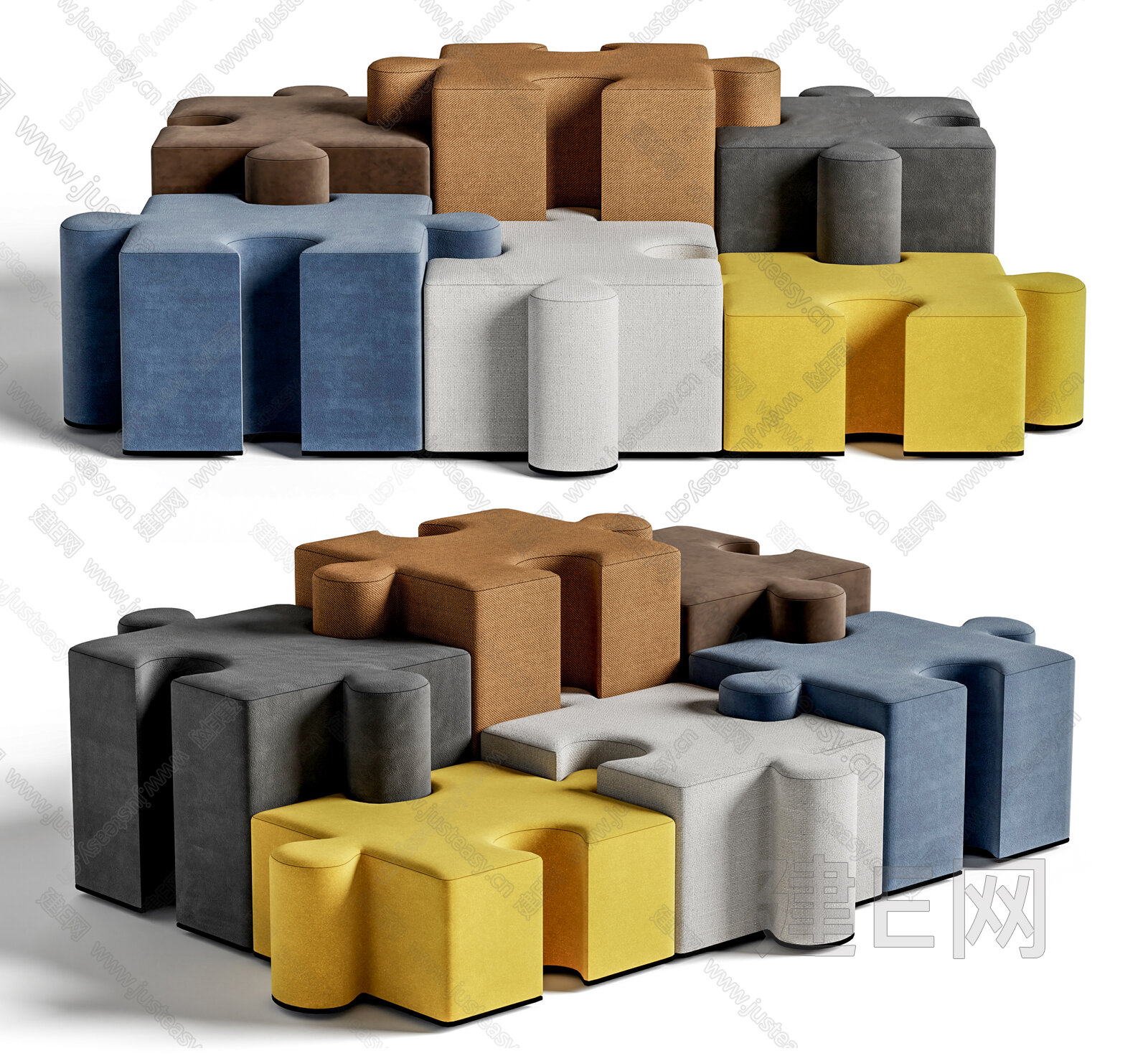 【BuzziPuzzle 现代卡通拼图坐凳3d模型】建E网_BuzziPuzzle 现代卡通拼图坐凳3d模型下载[ID:110647605 ...