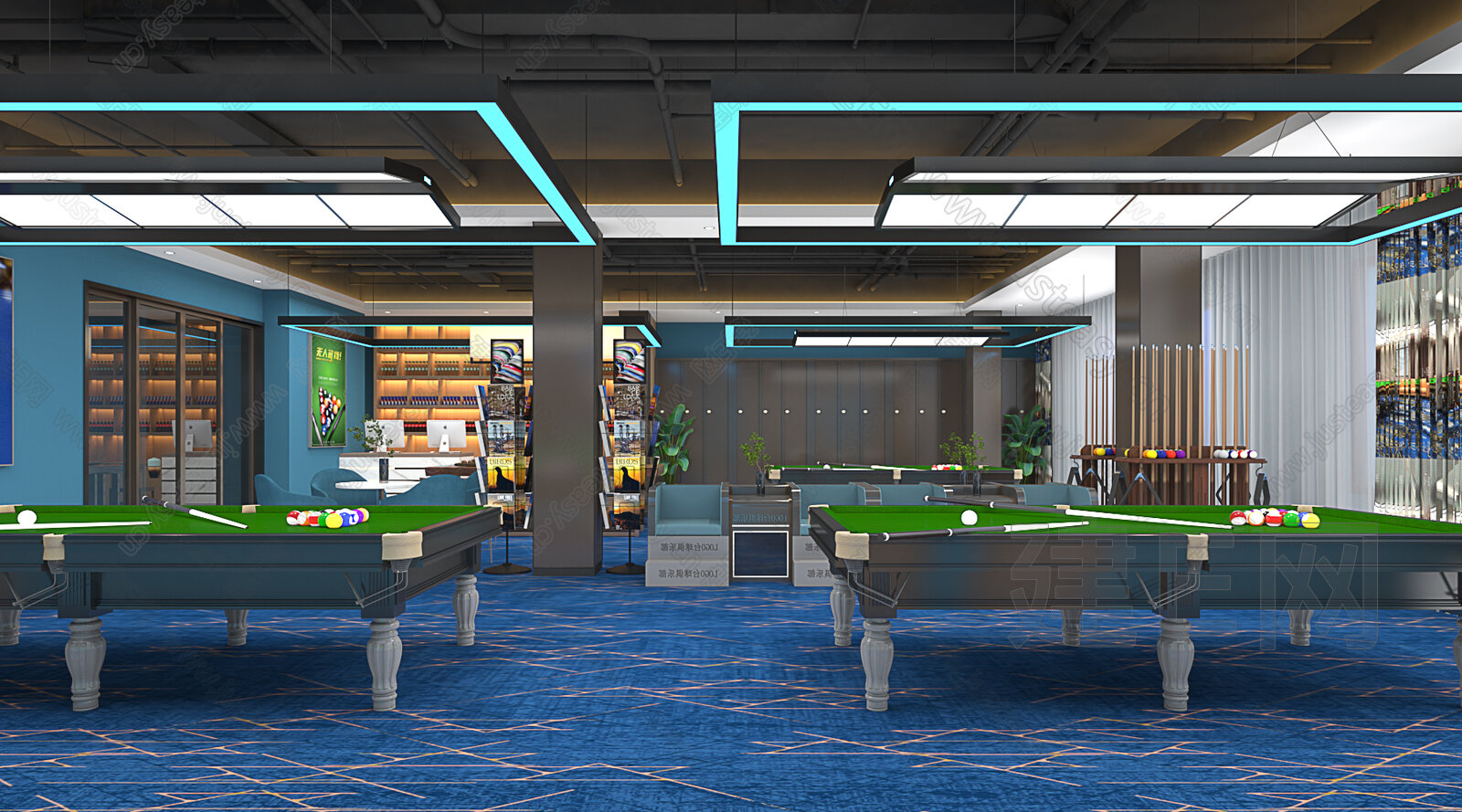 【现代台球厅3d模型】建e网现代台球厅3d模型下载 Id110844241 打造3d现代台球厅模型免费下载平台