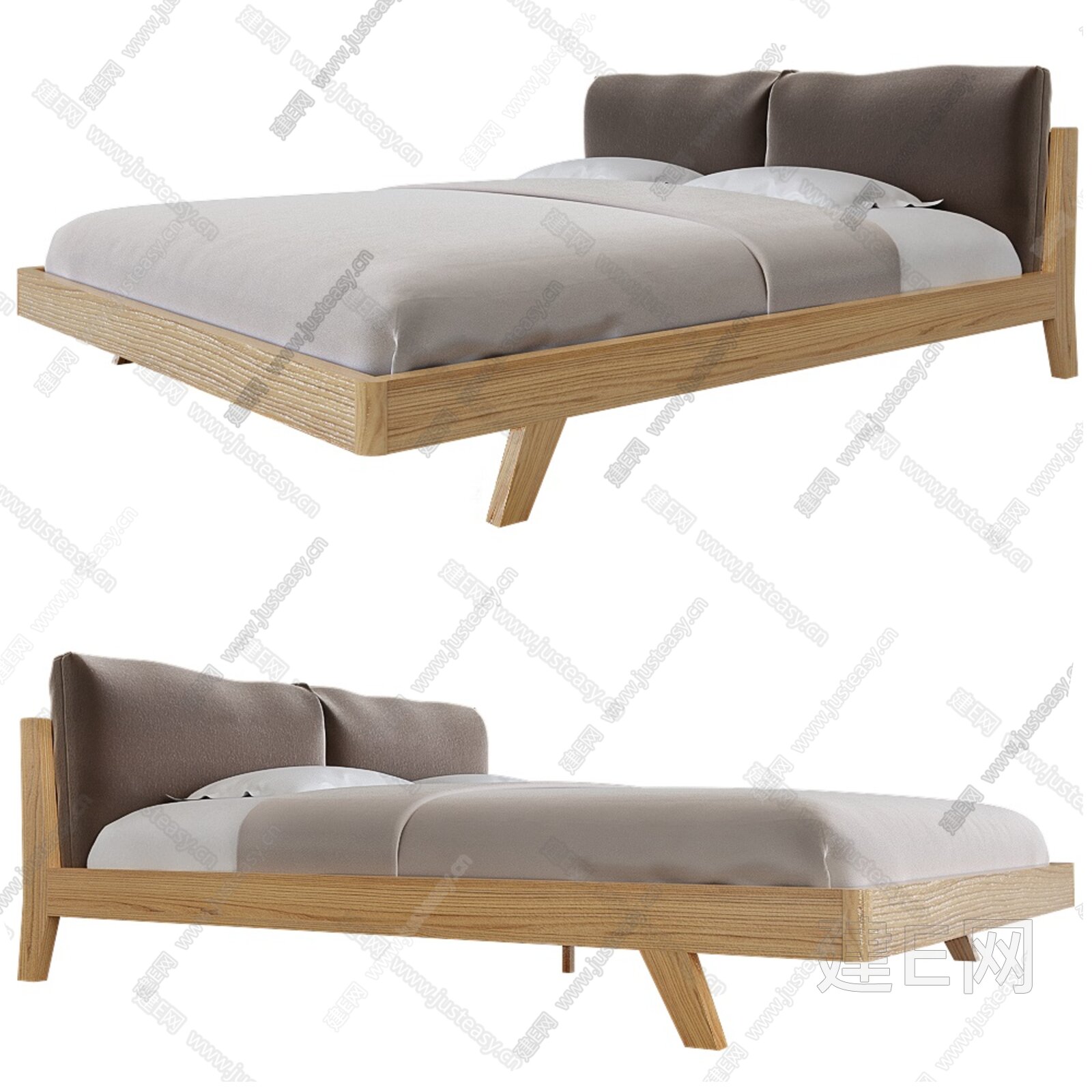 Bakening 现代双人床3d模型下载[ID:111892909]_建e网3d模型