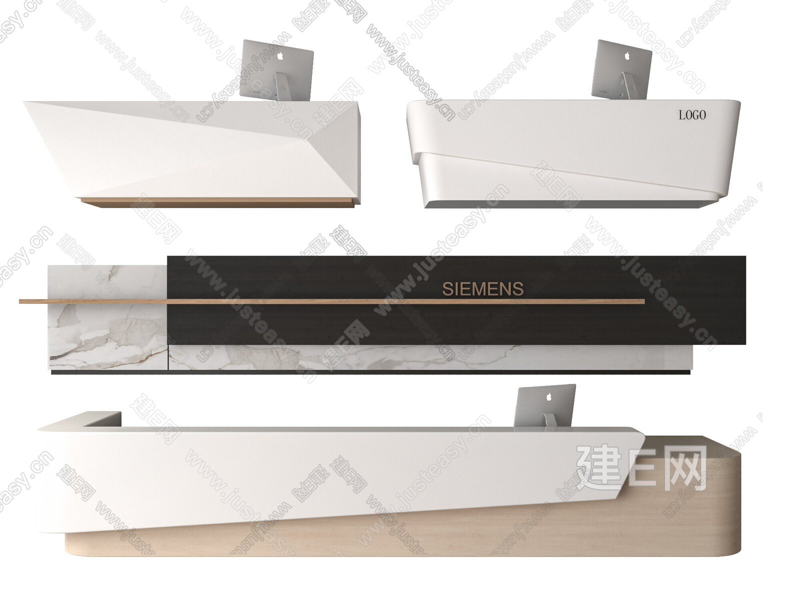 现代公司接待台模型SU模型下载[ID:113594848]_建E室内设计网