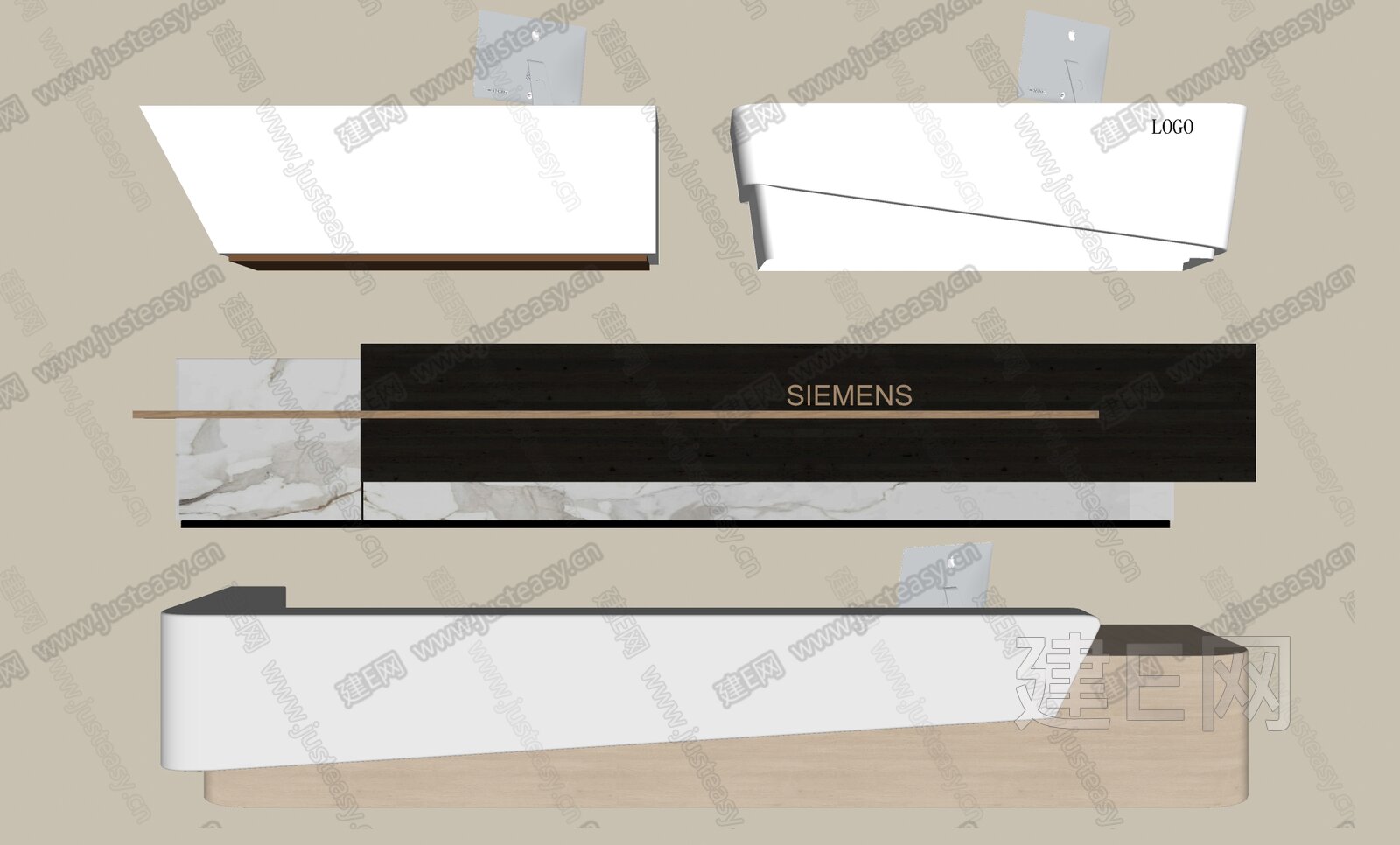 现代公司接待台模型SU模型下载[ID:113594848]_建E室内设计网