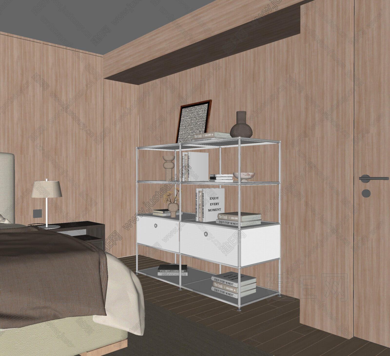 USM|侘寂风中古装饰架模型SU模型下载[ID:113332703]_建E室内设计网