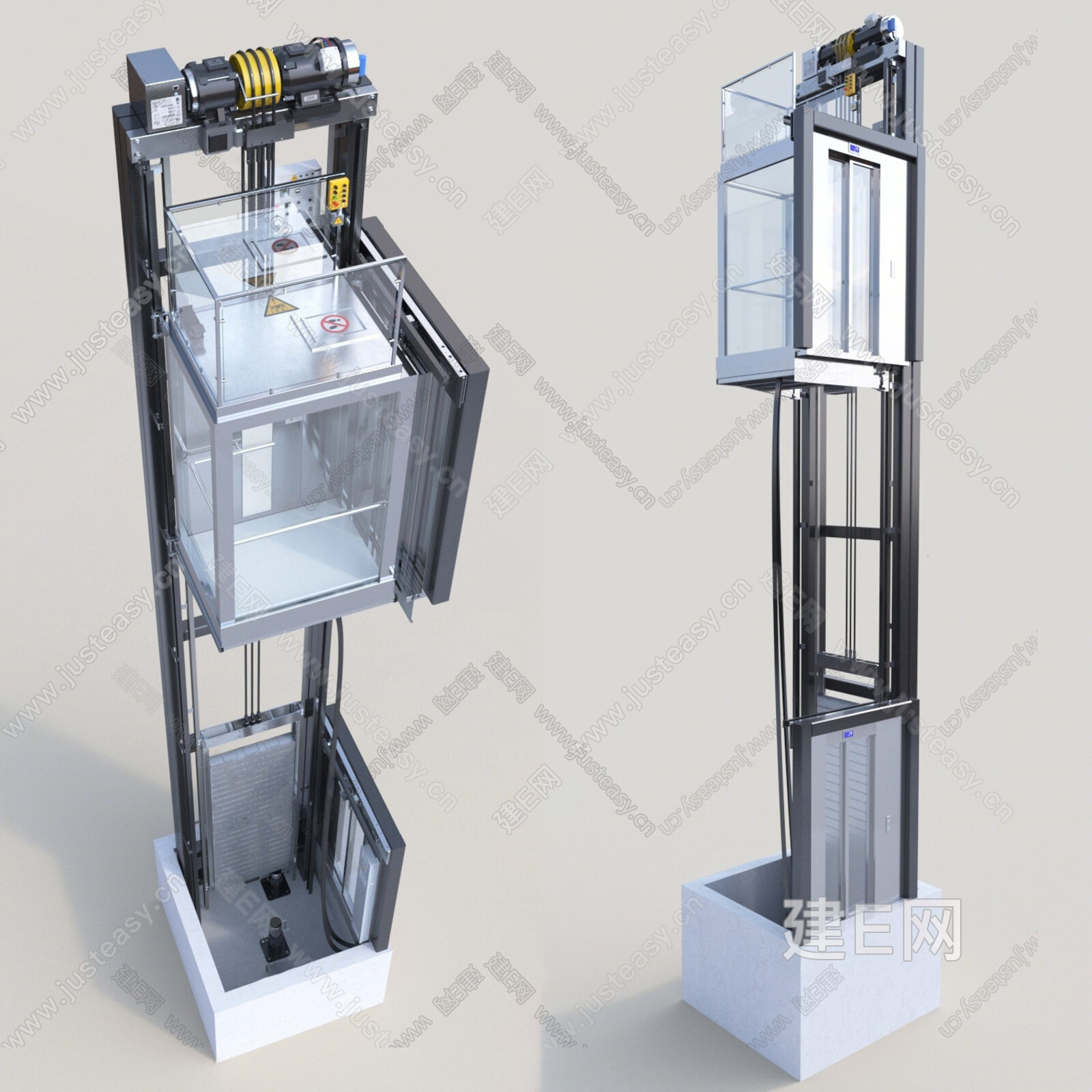 现代观光升降电梯 模型SU模型下载[ID:114053554]_建E室内设计网