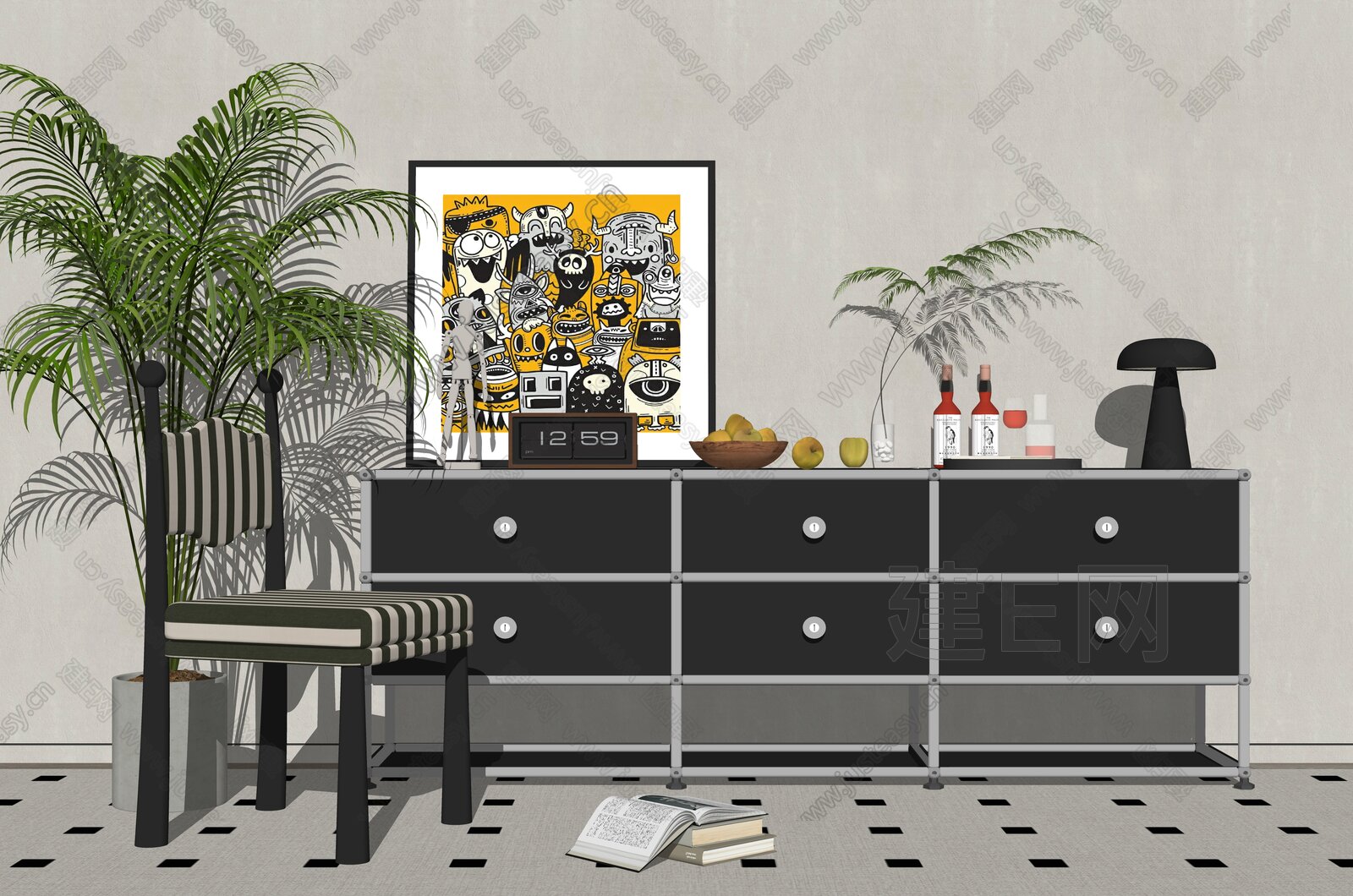 USM 现代餐边柜 模型SU模型下载[ID:115691853]_建e网su模型