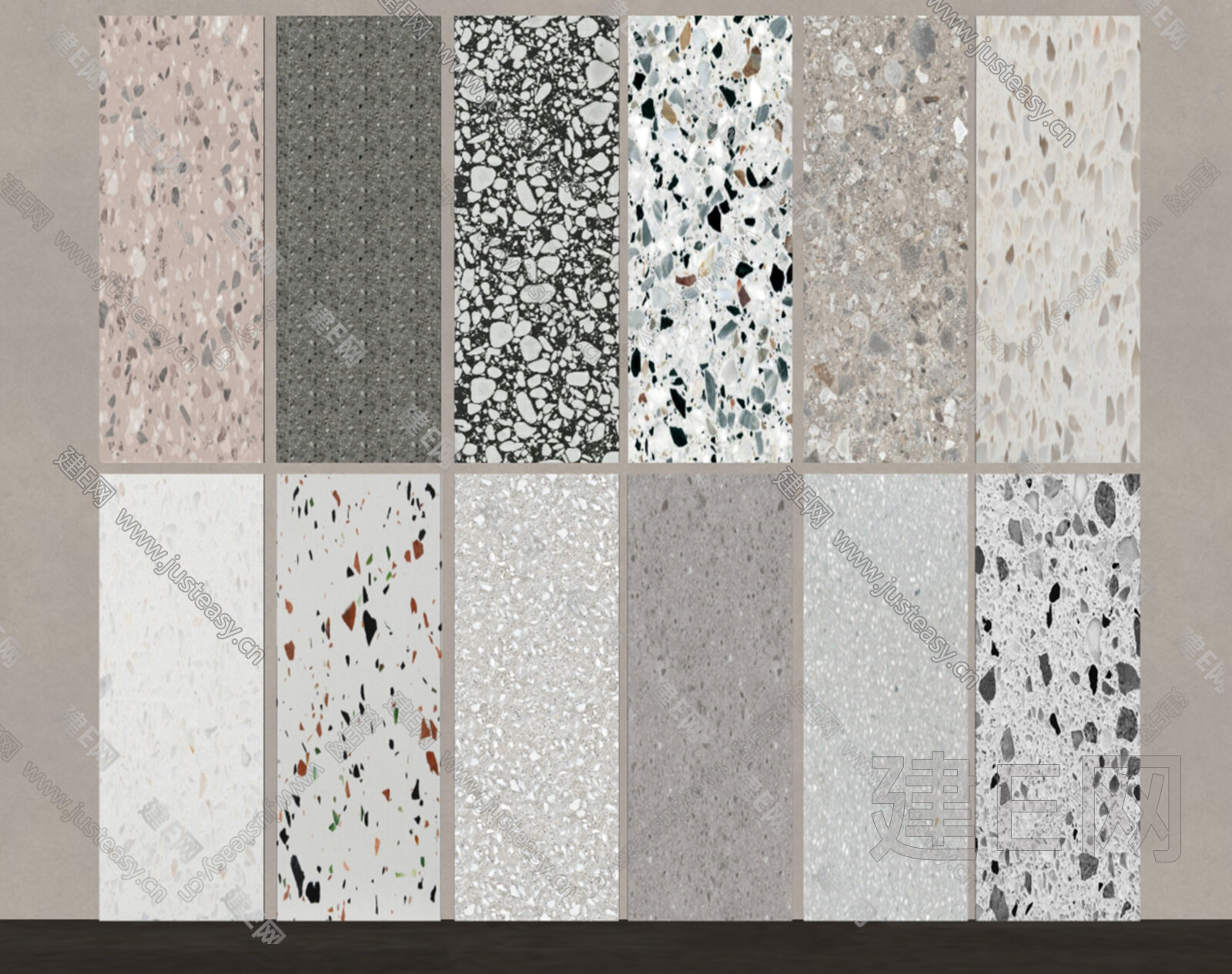 现代水磨石背景墙模型SU模型下载[ID:110383545]_建E室内设计网