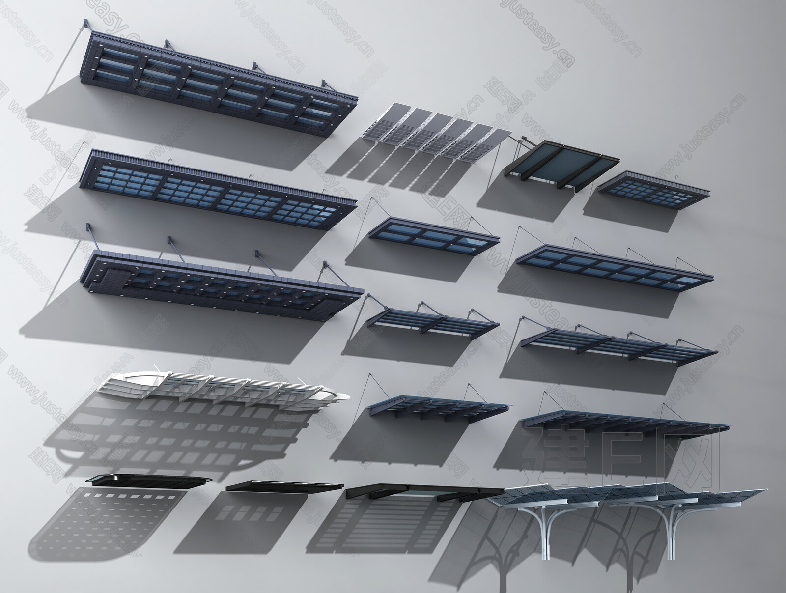 【现代钢结构雨棚3d模型】建e网现代钢结构雨棚3d模型下载 Id113662080 打造3d现代钢结构雨棚模型免费下载平台