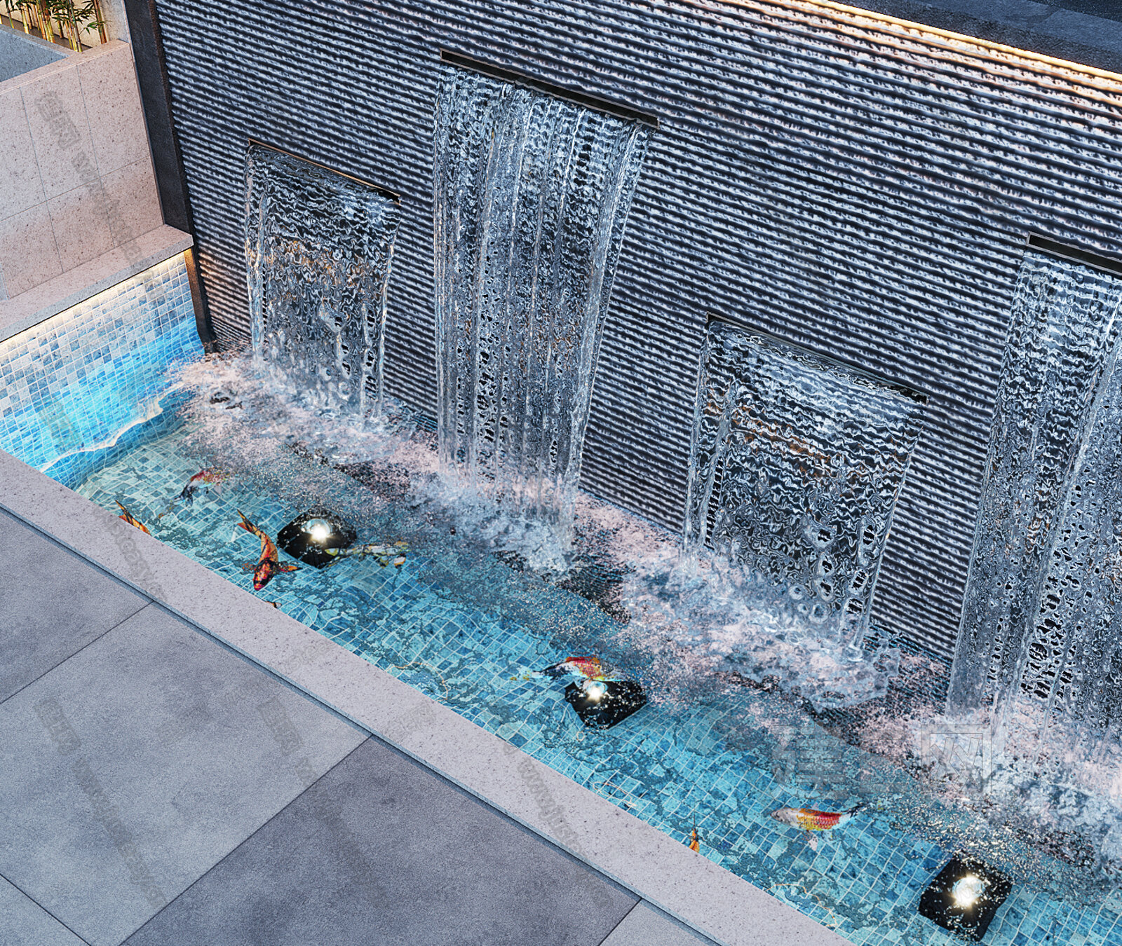 水景景墙模型SU模型下载[ID:115560620]_建E室内设计网