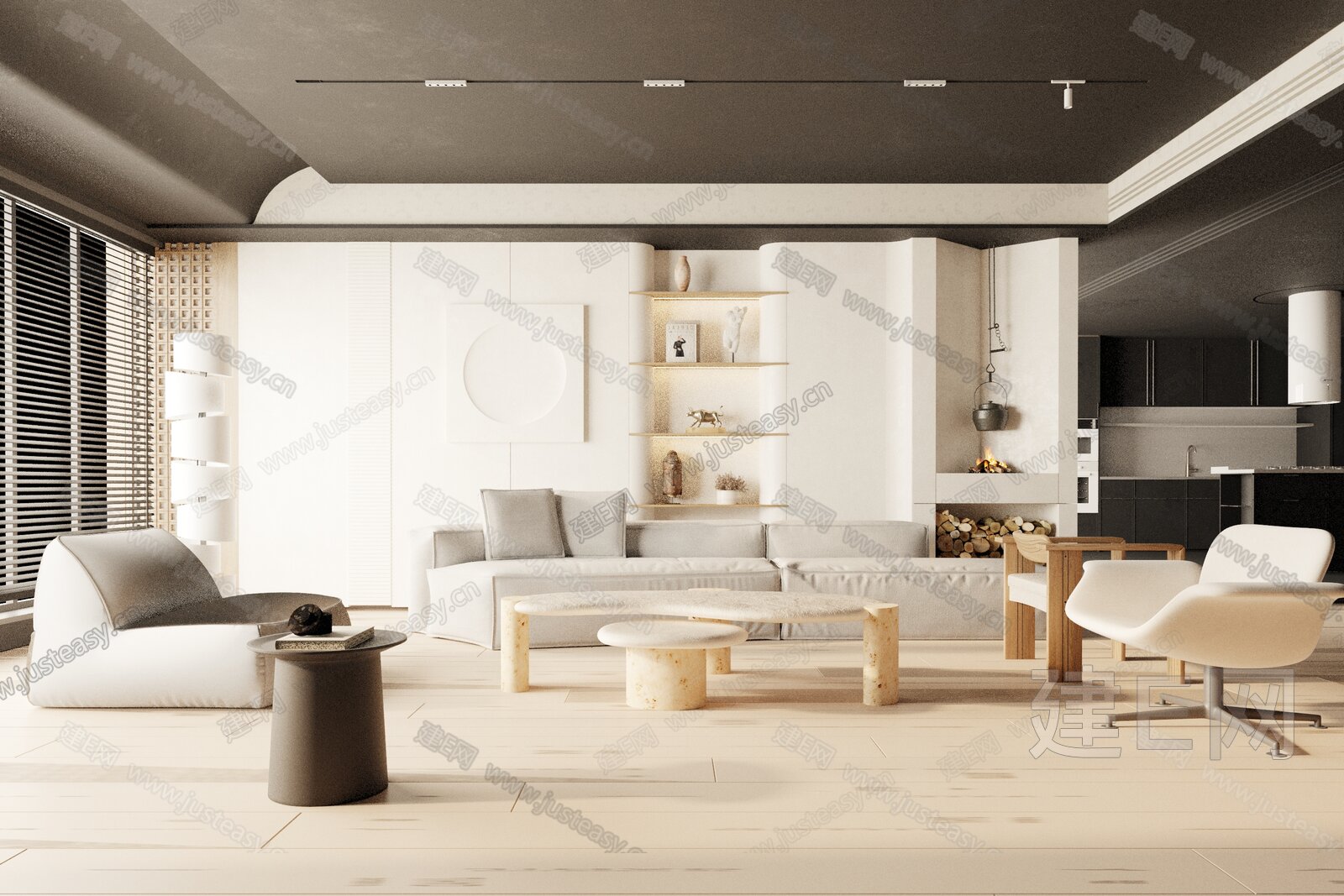 现代客厅模型SU模型下载[ID:110448817]_建e网su模型