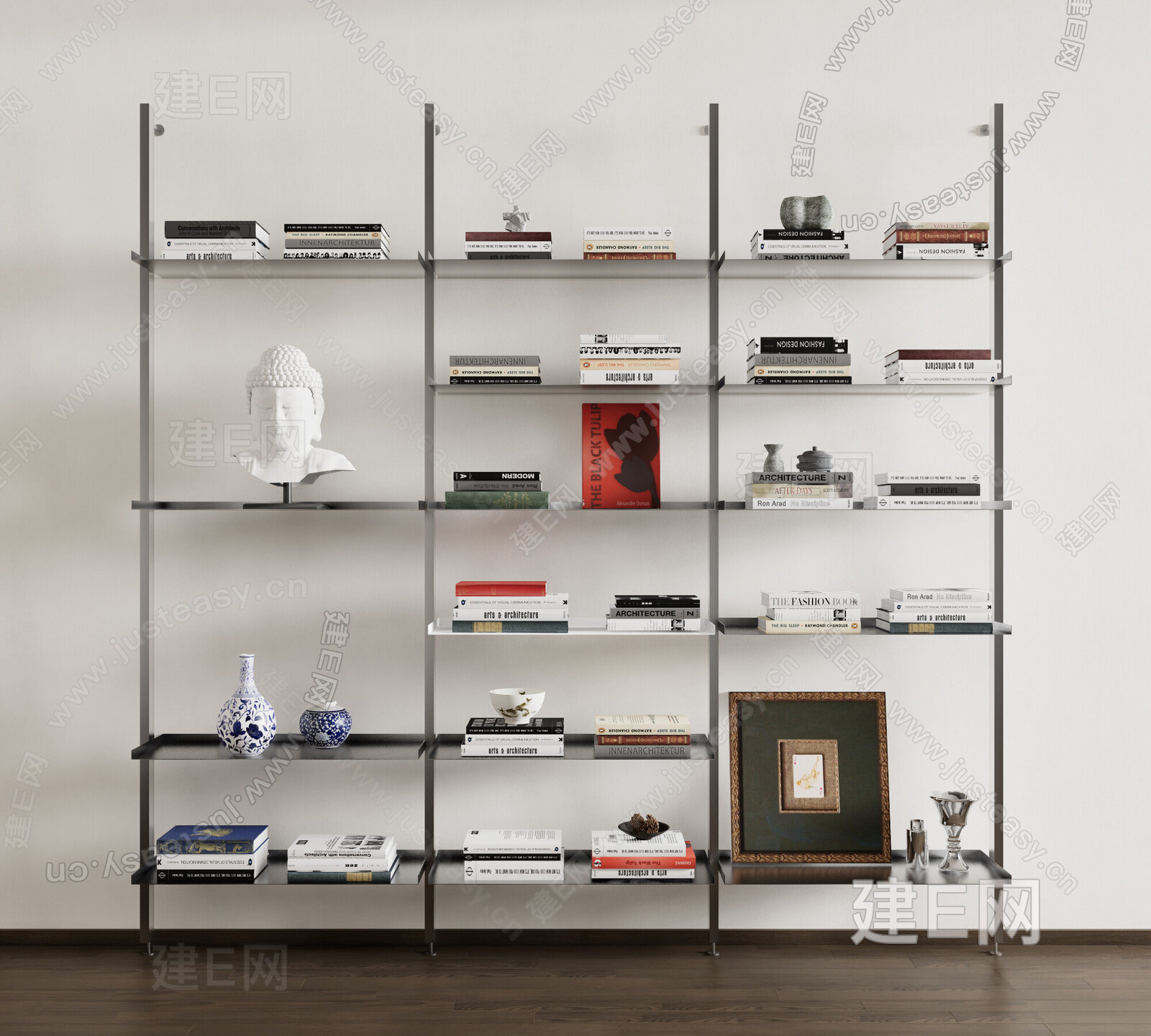 现代简约书架模型SU模型下载[ID:107434931]_建e网su模型