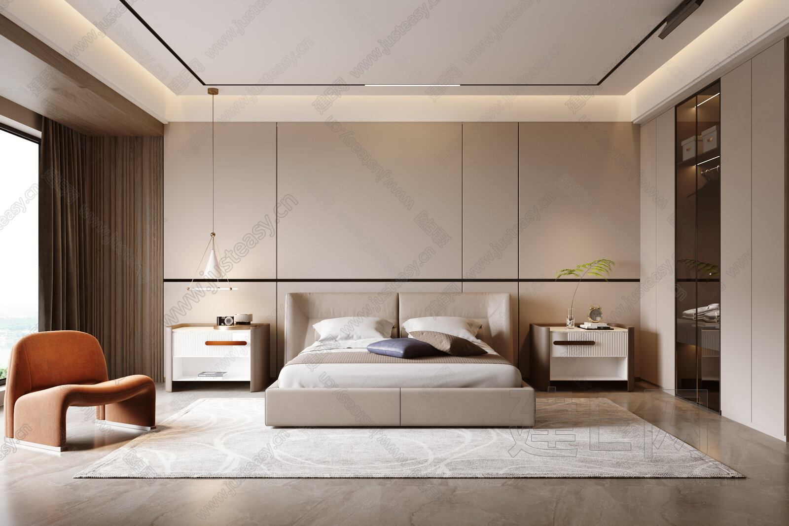 现代卧室模型SU模型下载[ID:107762553]_建e网su模型