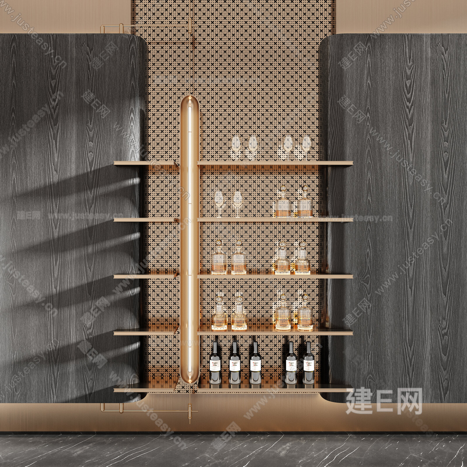 【现代酒架3d模型】建e网现代酒架3d模型下载 Id111893341 打造3d现代酒架模型免费下载平台