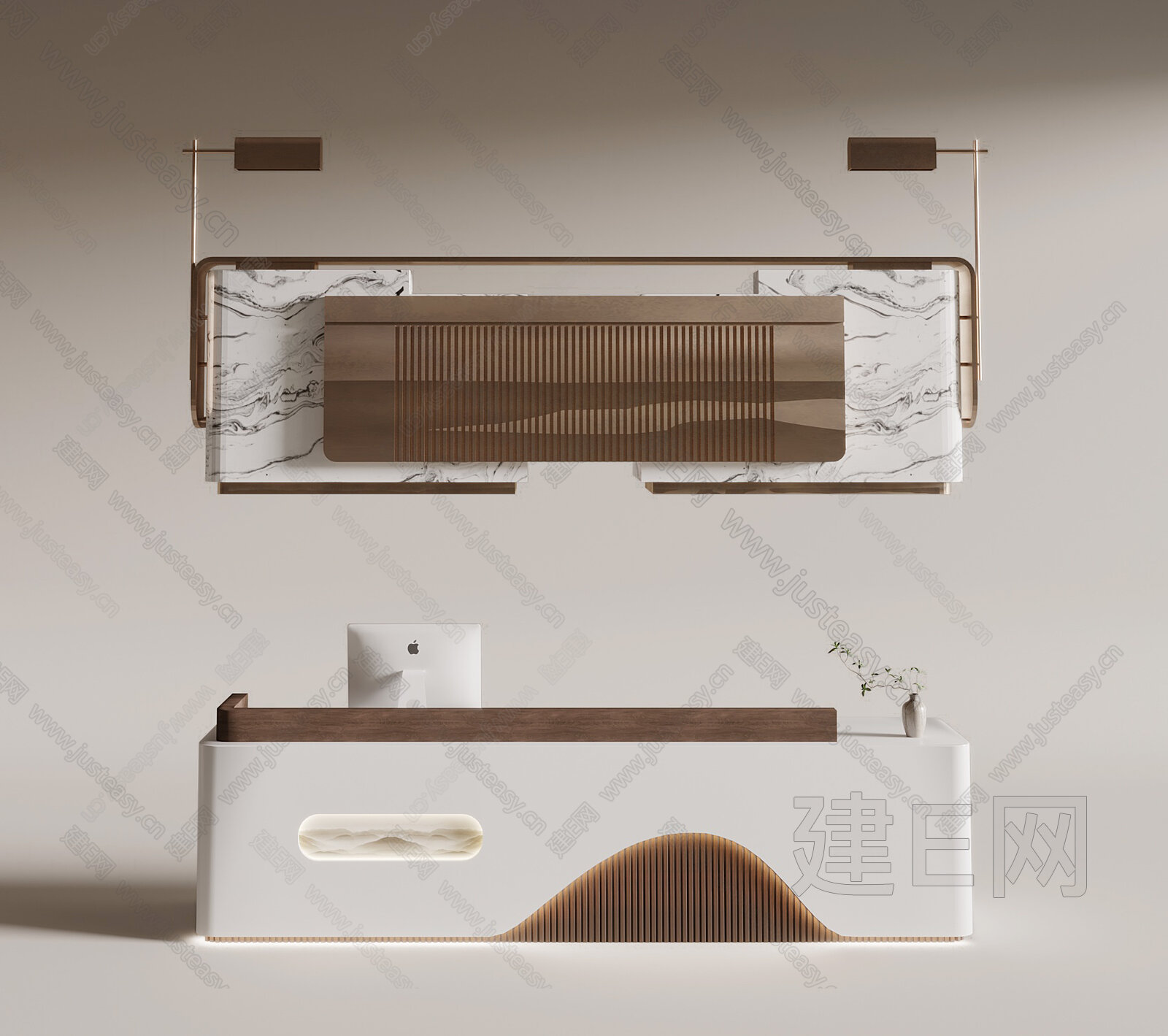 接待台模型SU模型下载[ID:104223522]_建E室内设计网