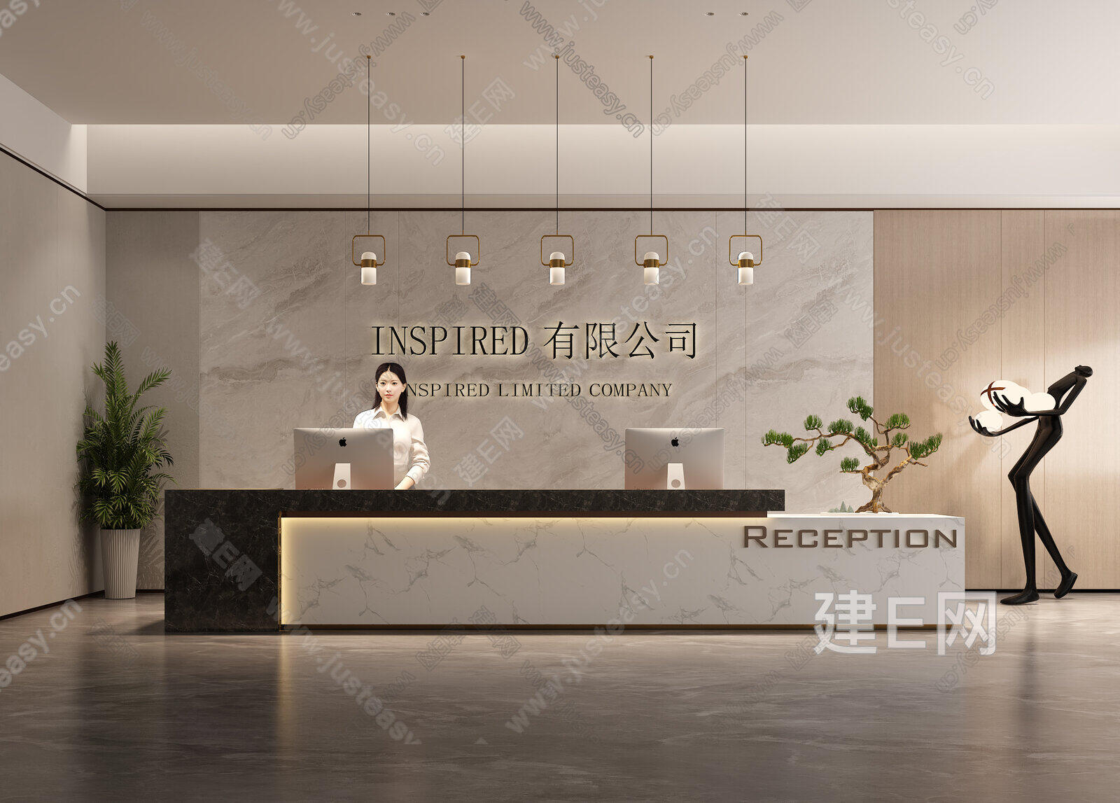 【现代办公室前台3d模型】建e网现代办公室前台3d模型下载 Id107567743 打造3d现代办公室前台模型免费下载平台