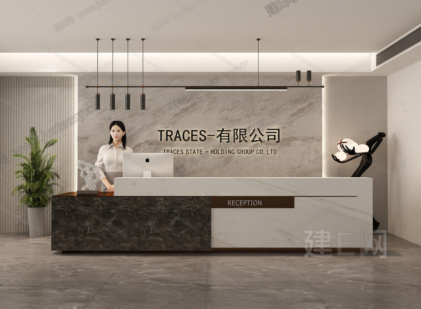 【办公室前台3d模型】建e网办公室前台3d模型下载 Id107567812 打造3d办公室前台模型免费下载平台