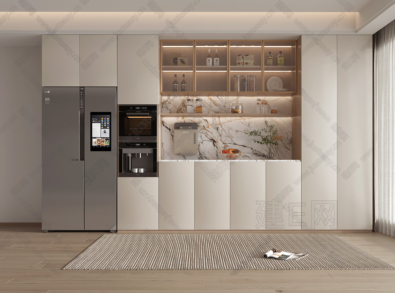 【现代酒柜冰箱柜一体3d模型】建e网现代酒柜冰箱柜一体3d模型下载 Id104618666 打造3d现代酒柜冰箱柜一体模型免费下载平台