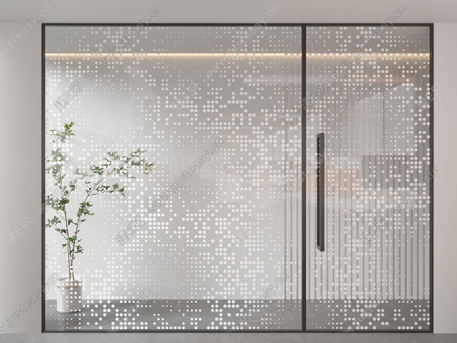 现代渐变玻璃隔断 模型SU模型下载[ID:105206481]_建E室内设计网