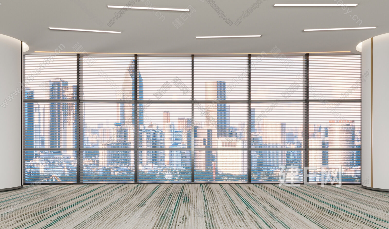 办公室落地玻璃窗幕墙模型SU模型下载[ID:107696802]_建e网su模型