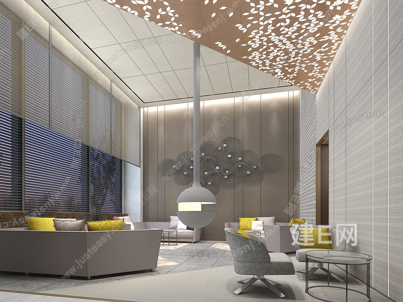 【现代办公接待大厅休闲沙发区3d模型】建e网现代办公接待大厅休闲沙发区3d模型下载 Id102194601 打造3d现代办公接待大厅休闲
