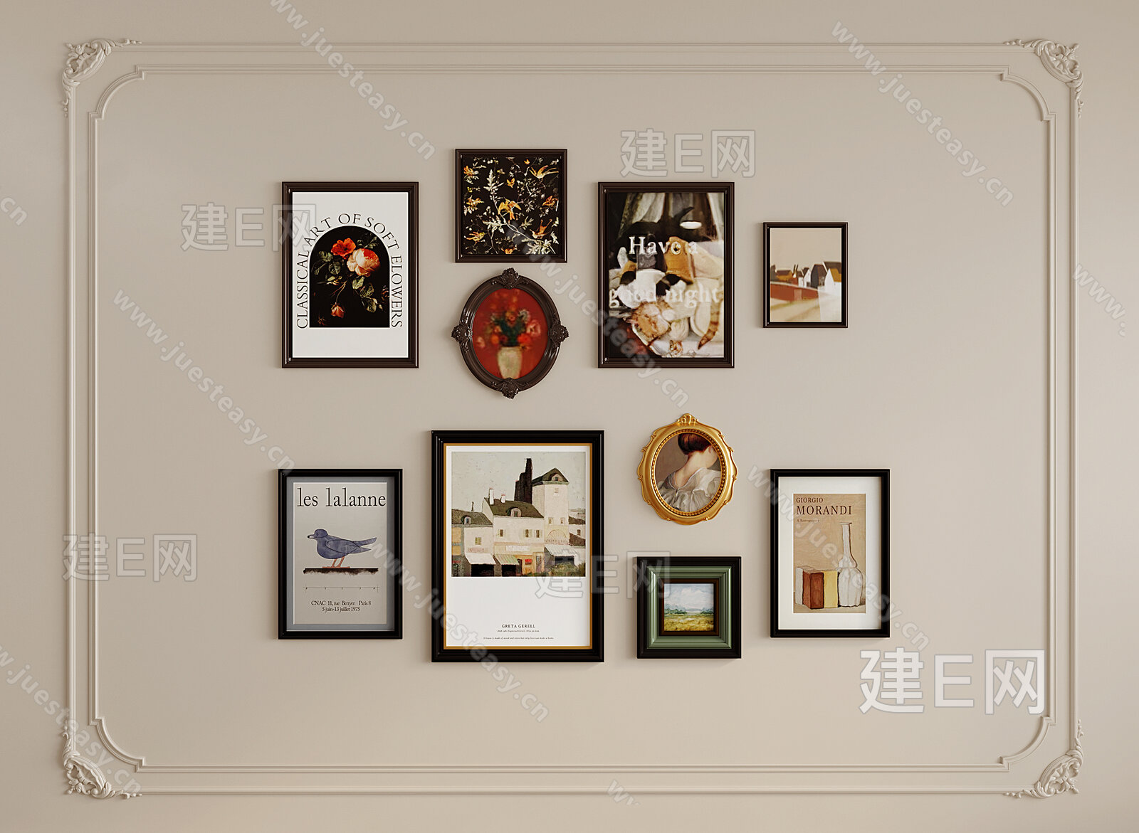 【法式装饰画组合3d模型】建e网法式装饰画组合3d模型下载 Id102391078 打造3d法式装饰画组合模型免费下载平台