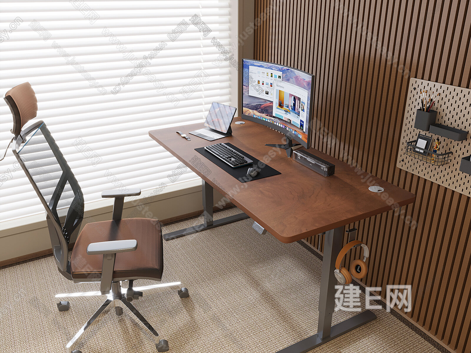 中古风书桌 模型SU模型下载[ID:110514707]_建e网su模型