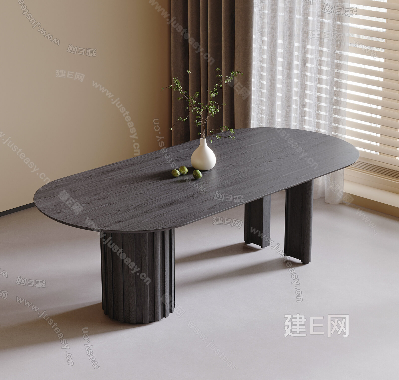 现代餐桌 椭圆模型SU模型下载[ID:110514754]_建e网su模型