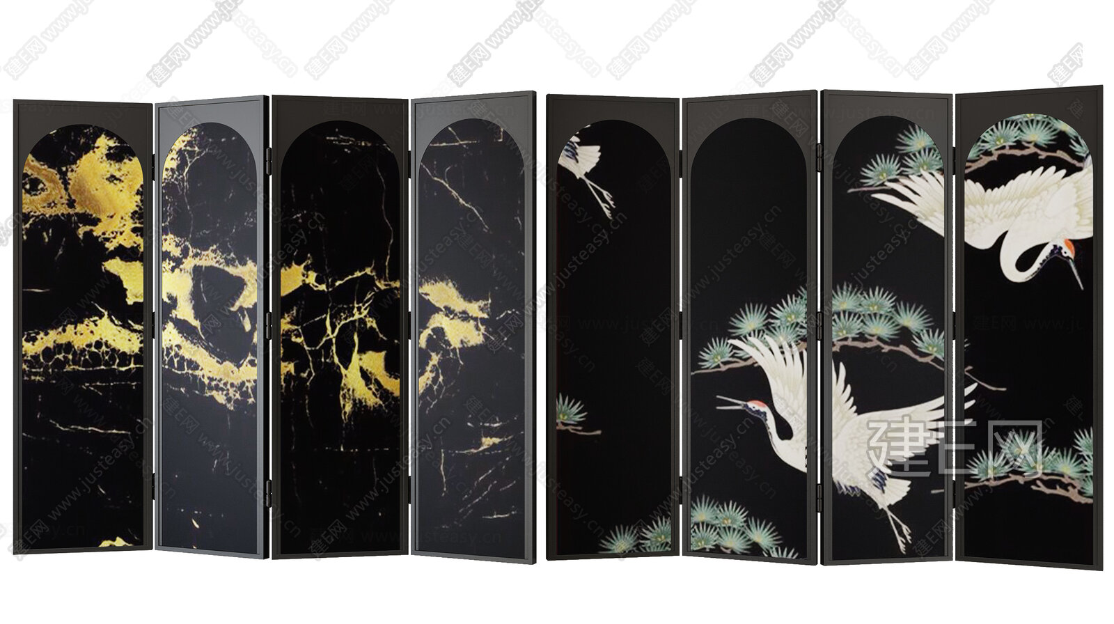 新中式屏风模型SU模型下载[ID:112153328]_建E室内设计网