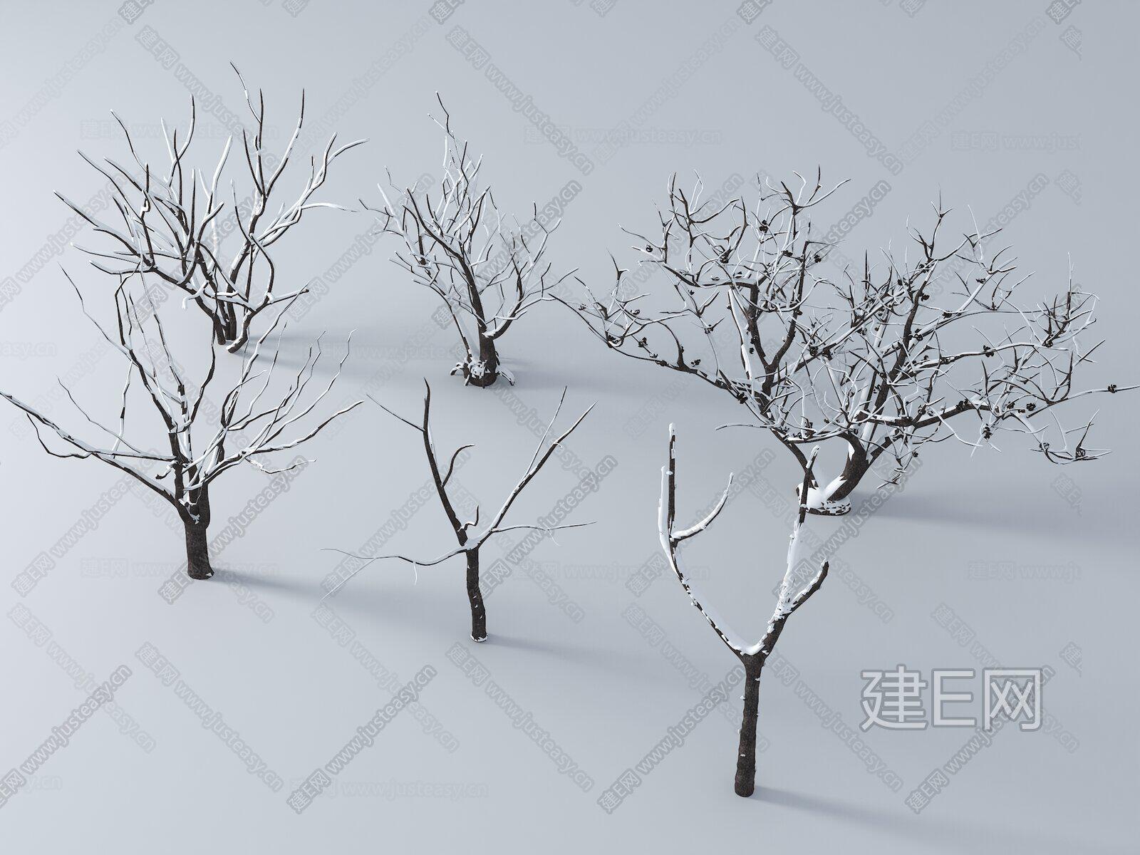 【枯枝雪景 造型树 枯树 冬天的树 雪景乔木 雪景树木 雪景植物 积雪树3d模型】建e网枯枝雪景 造型树 枯树 冬天的树 雪景乔木 雪景树木