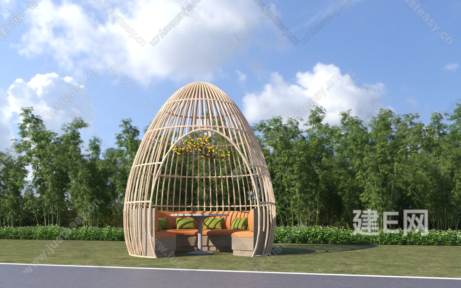 【现代异形参数化鸟笼编藤竹构格栅景观亭子3d模型】建e网现代异形参数化鸟笼编藤竹构格栅景观亭子3d模型下载 Id105078531 打造
