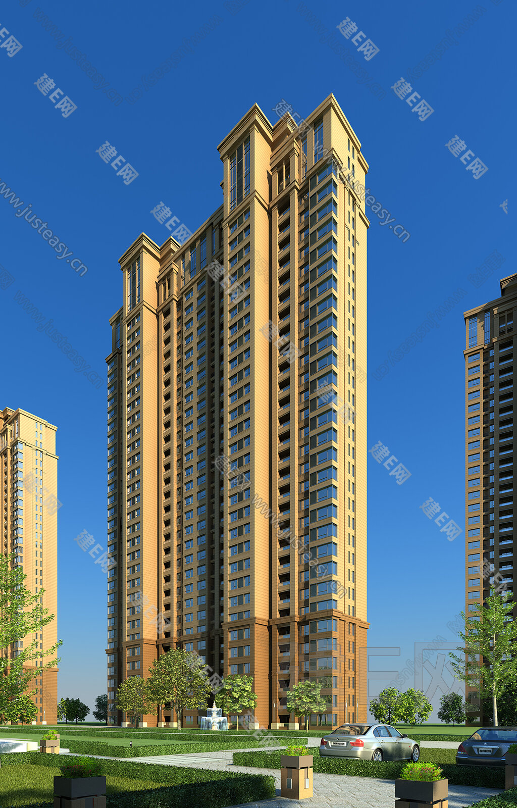 【欧式古典欧式高层住宅外观3d模型】建e网_欧式古典欧式高层住宅外观3d模型下载[ID:107175896]_打造3d欧式古典欧式高层住宅外观 ...