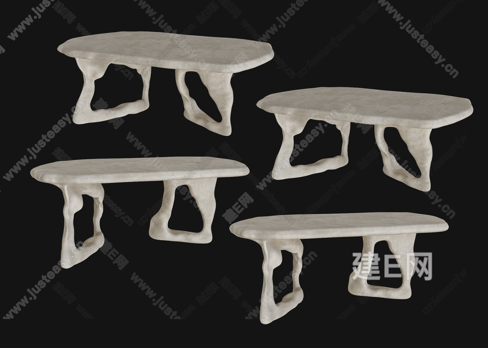侘寂风bionica餐桌 侘寂石头餐桌 户外侘寂风石头桌子 创意异形石头餐桌模型SU模型下载[ID:103765777]_建e网su模型
